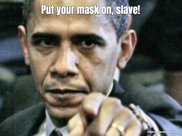 Put your mask on, slave! - Meme Generator